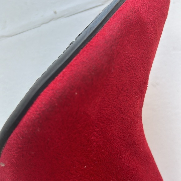 Anastasia | Shoes | Red High Heel Boots Faux Suede Size 8 About A 3 ...